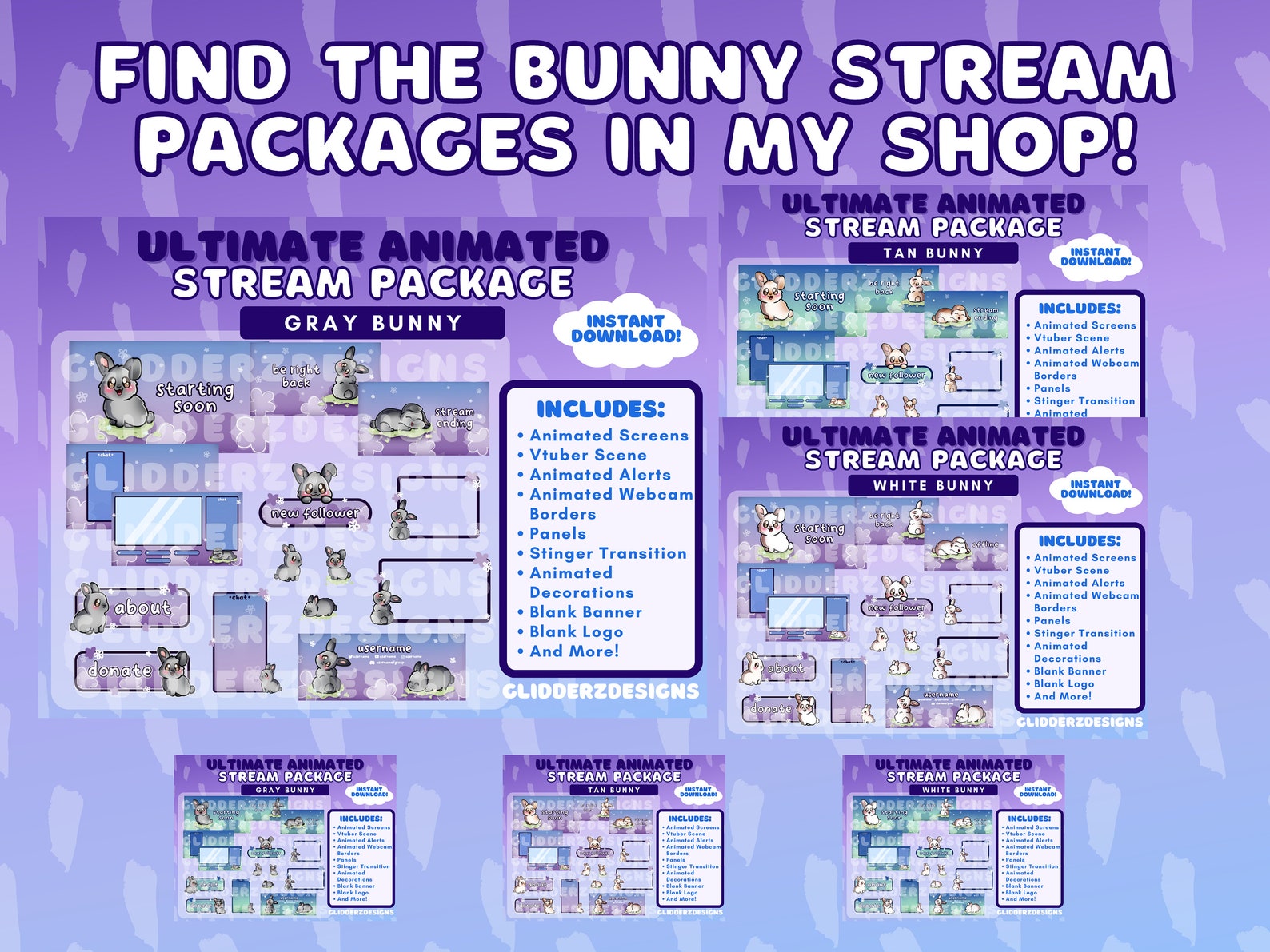 Tan Bunny Animated Stream Decorations | Tan Bunny Stream Decorations ...