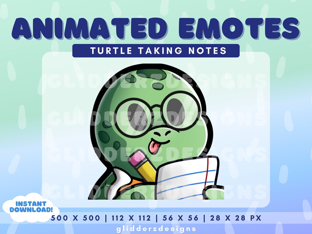 Turtle Taking Notes Animated Emote | Taking Notes Emote | Cute Turtle ...
