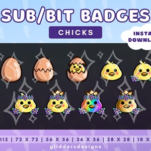 Chick Sub Badges Twitch | Chick Twitch Badges | Chick Stream Badge ...