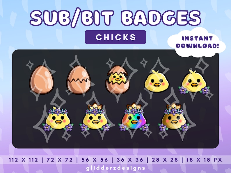 Chick Sub Badges Twitch | Chick Twitch Badges | Chick Stream Badge ...