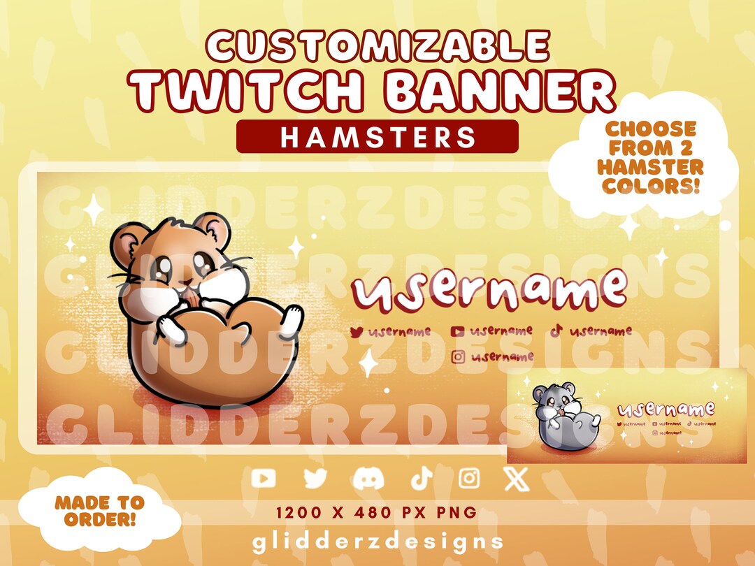 Hamster Twitch Banner | Customizable Twitch Banner | Cute Hamster ...