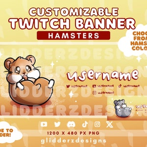Hamster Twitch Banner | Customizable Twitch Banner | Cute Hamster ...
