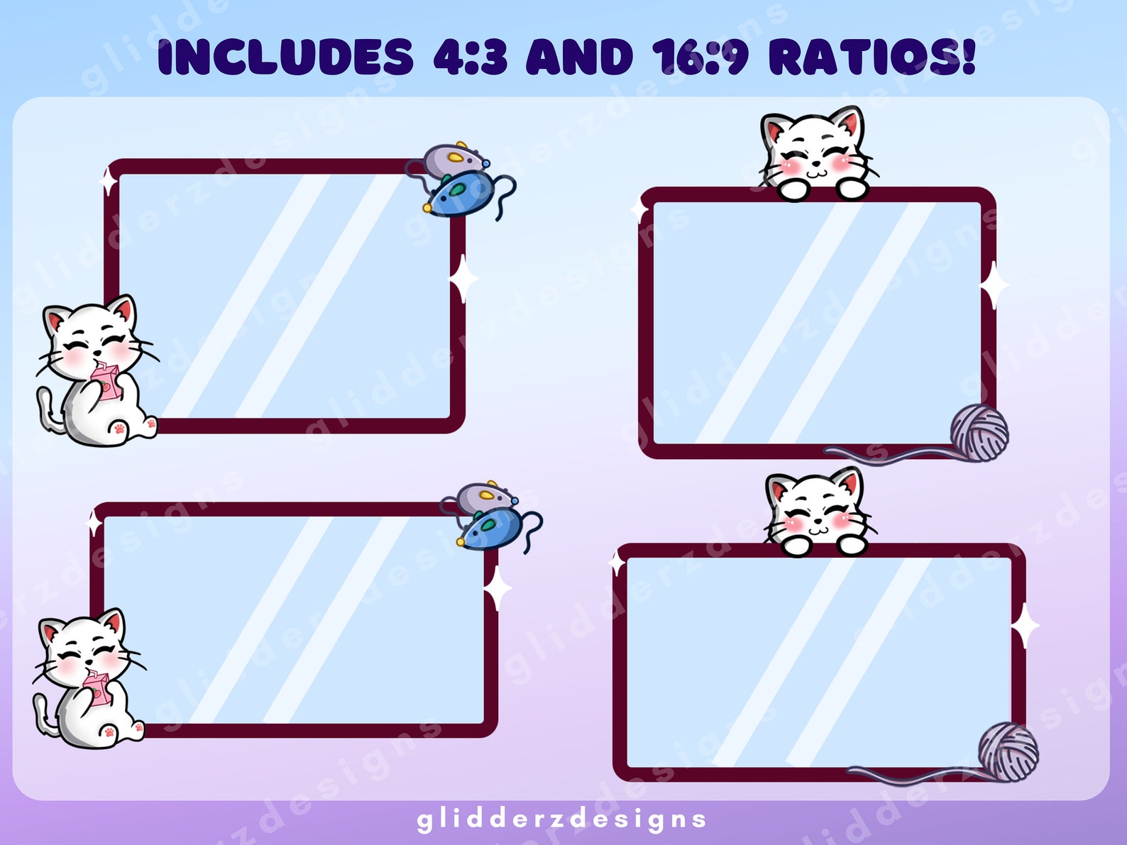 Animated Cat Overlay Package White Cat Twitch Package Cat - Etsy