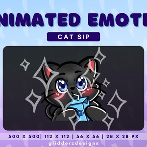 Twitch ANIMATED Emote Cat | Cat Sip Animated Emote | Black Cat Emote ...