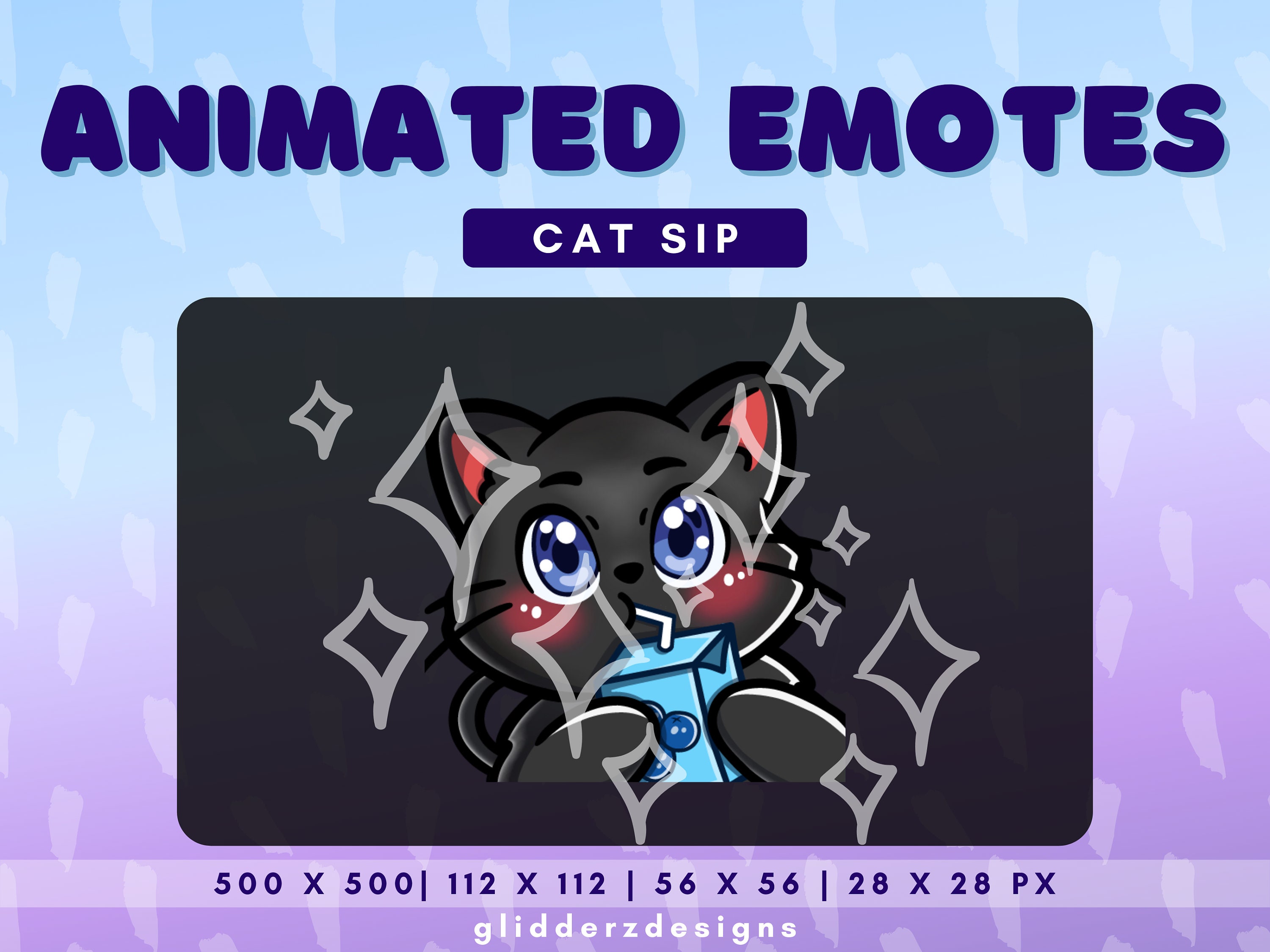 Twitch ANIMATED Emote Cat | Cat Sip Animated Emote | Black Cat Emote ...