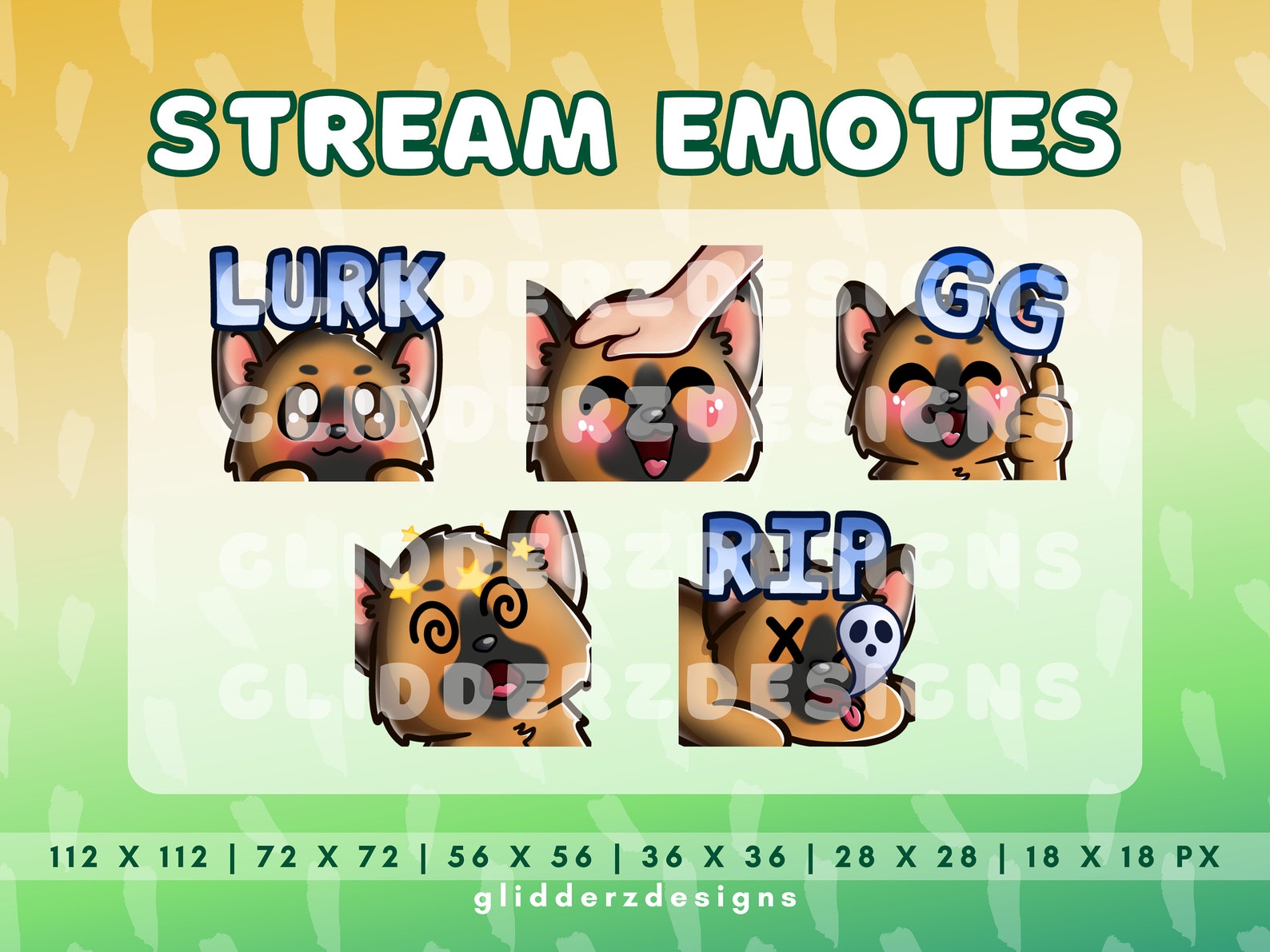 German Shepherd Emote Jumbo Pack 1 | 20 German Shepherd Twitch Emotes ...