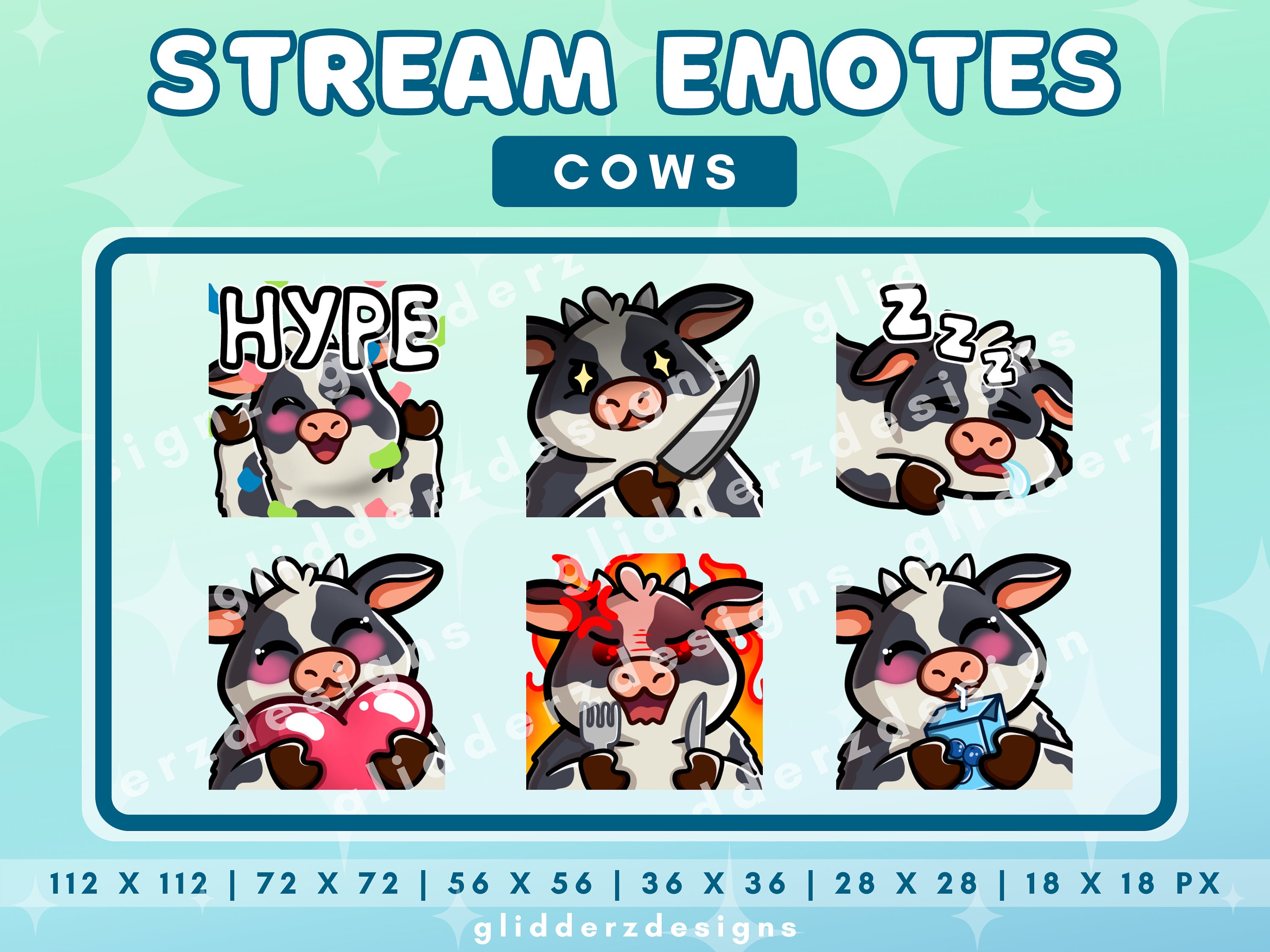 Cow Emotes Twitch JUMBO Pack 21 Pack Cow Stream Emotes Cow - Etsy