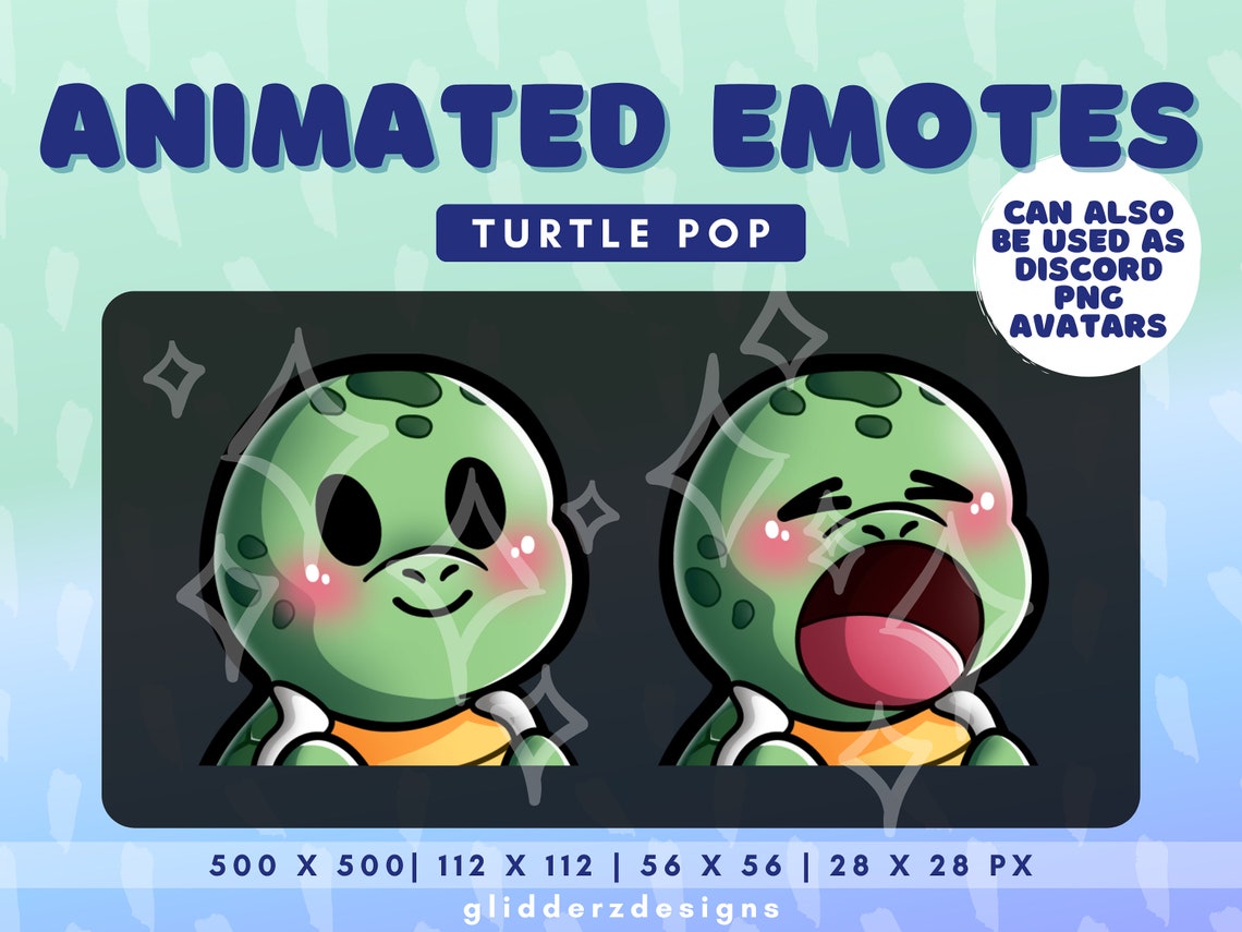 ANIMATED Pop Emote | Turtle Pop Twitch Emote | Sea Turtle Pop Animated ...