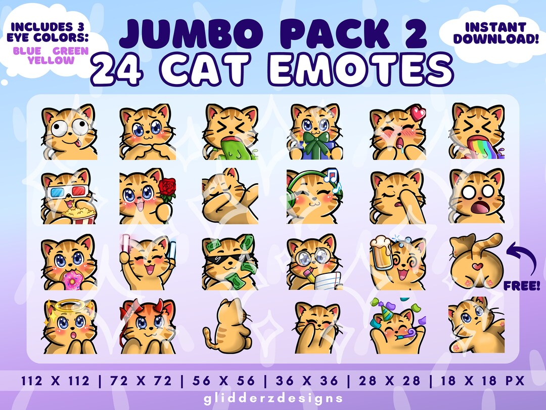 Tabby Cat Emote Jumbo Pack 2 | Orange Cat Twitch Emotes | Orange Cat ...