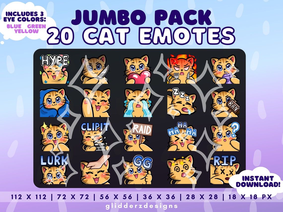 Orange Cat Emote JUMBO Pack 1 | 20 Orange Cat Stream Emotes | Orange ...