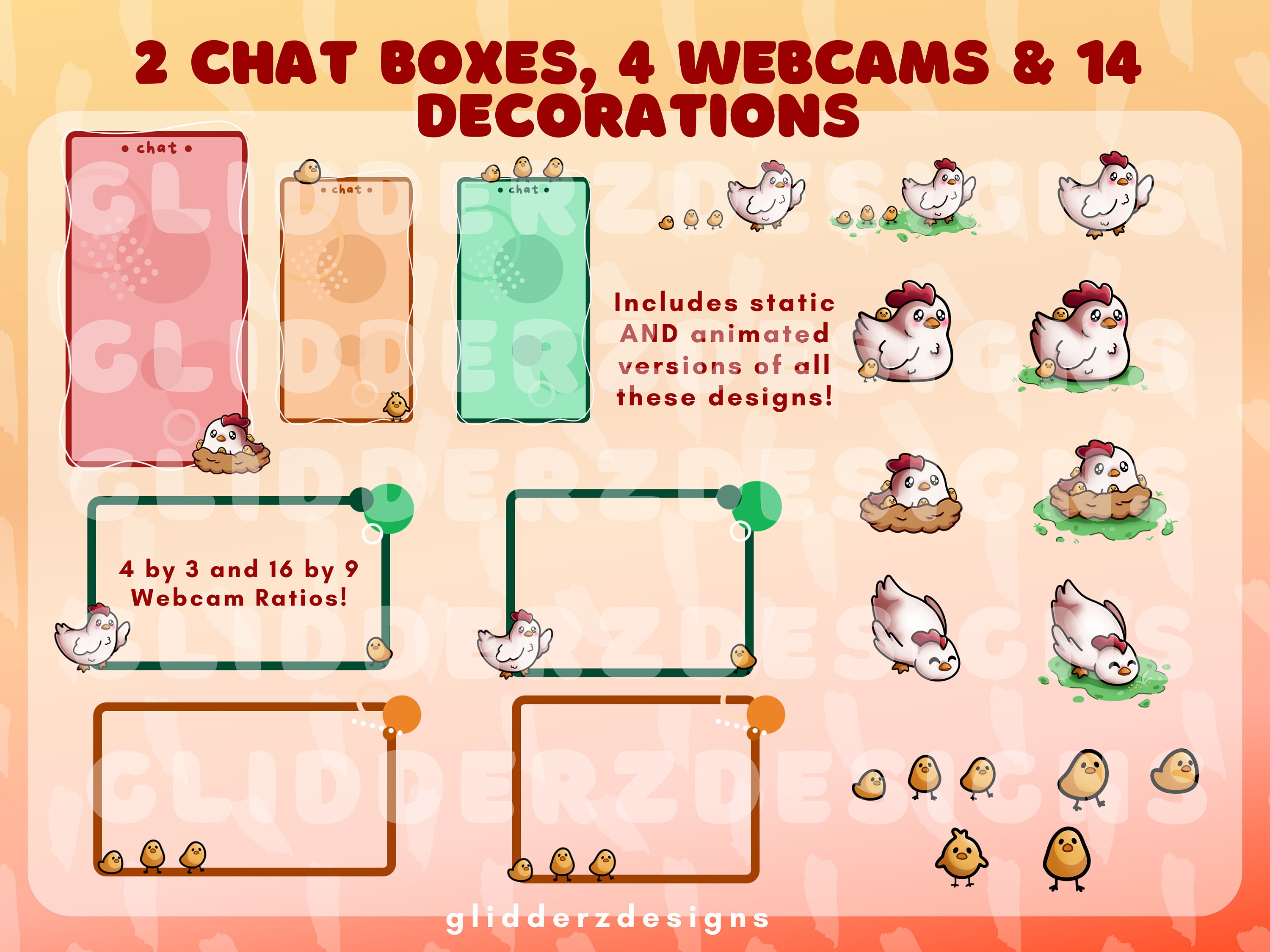 Chicken Animated Overlay | Chicken Twitch Overlay | Chick Twitch ...