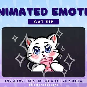 ANIMATED Emotes Twitch Cat Sip Emote White Cat Sip Animated Emote White ...