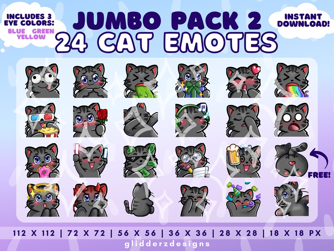 Gray Cat Emote Jumbo Pack 2 | Gray Cat Stream Emotes | Gray Cat Discord ...