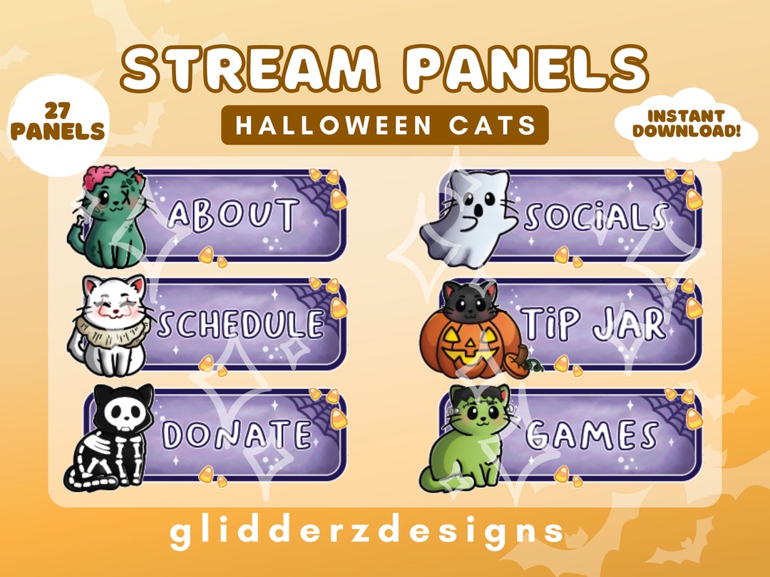 Halloween Stream Panels | Halloween Cat Twitch Panels | Cat Stream ...