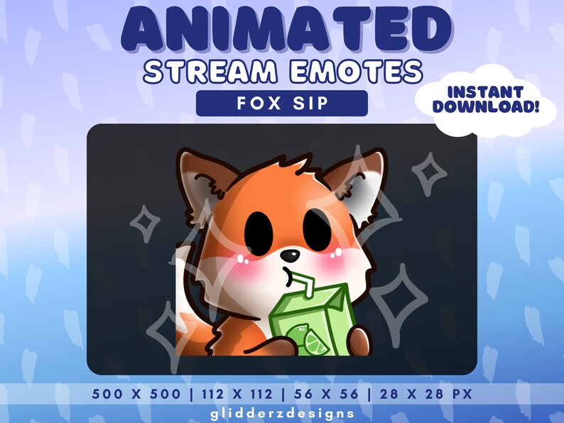 Sip Animated Twitch Emote Animated Sip Emote Orange Fox - Etsy