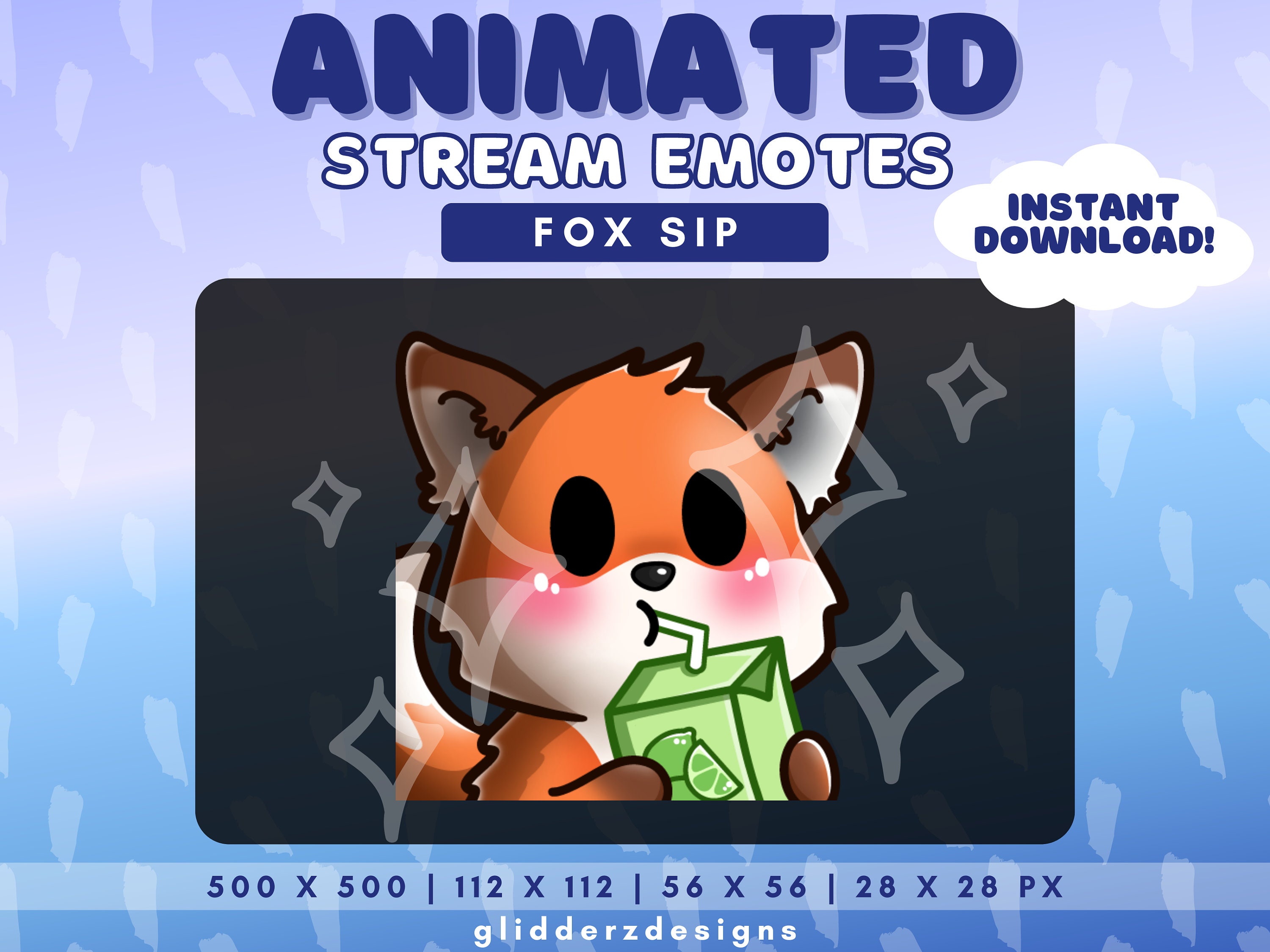 Sip Animated Twitch Emote Animated Sip Emote Orange Fox - Etsy