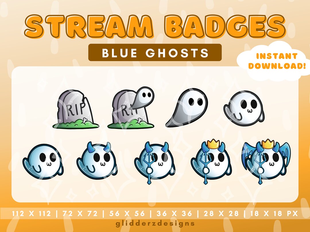 Blue Ghost Badge for Stream | Cute Ghost Sub Badge | Ghost Twitch Badge ...