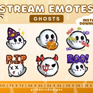 JUMBO PACK Ghost Emotes Twitch | Cute Halloween Twitch Emotes | 24 ...