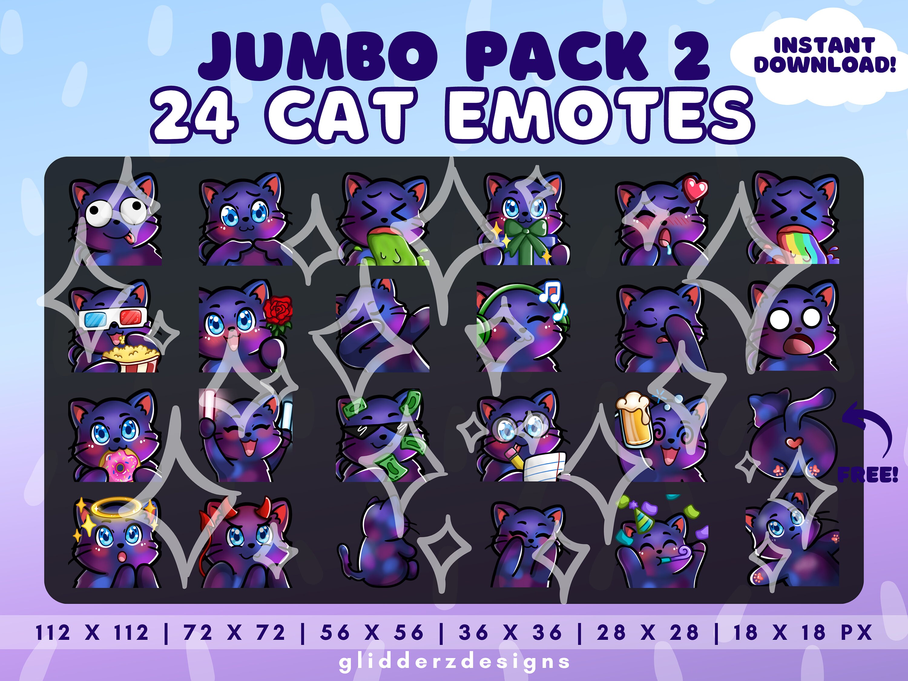 Galaxy Cat Twitch Emote Jumbo Pack 2 | Space Cat Emotes Twitch | 24 Cat ...