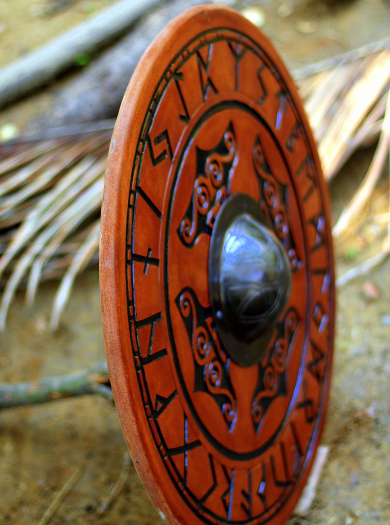 Viking Shield Thor Hammer Design Hand Carved Shield Wooden - Etsy