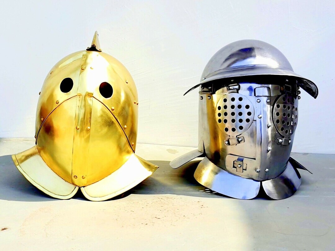 Pair of Medieval Gladiator Helmet Provocator and Secutor Helmet Mede ...
