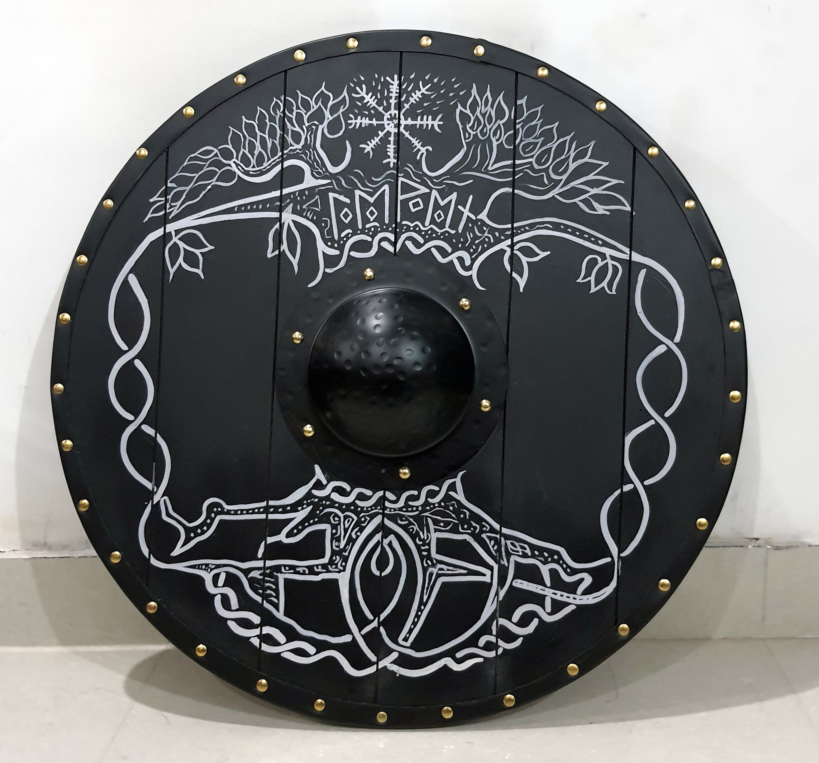 Tree Of Life Viking Wooden Shield 24 Inches Round Shape Hand | Etsy