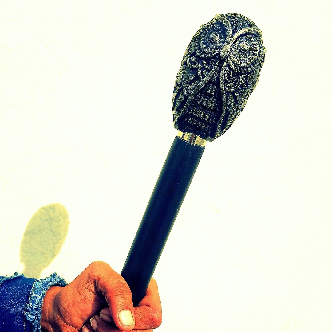 Unisex Owl Cane Antique Metal Owl Handle With Black Wooden - Etsy