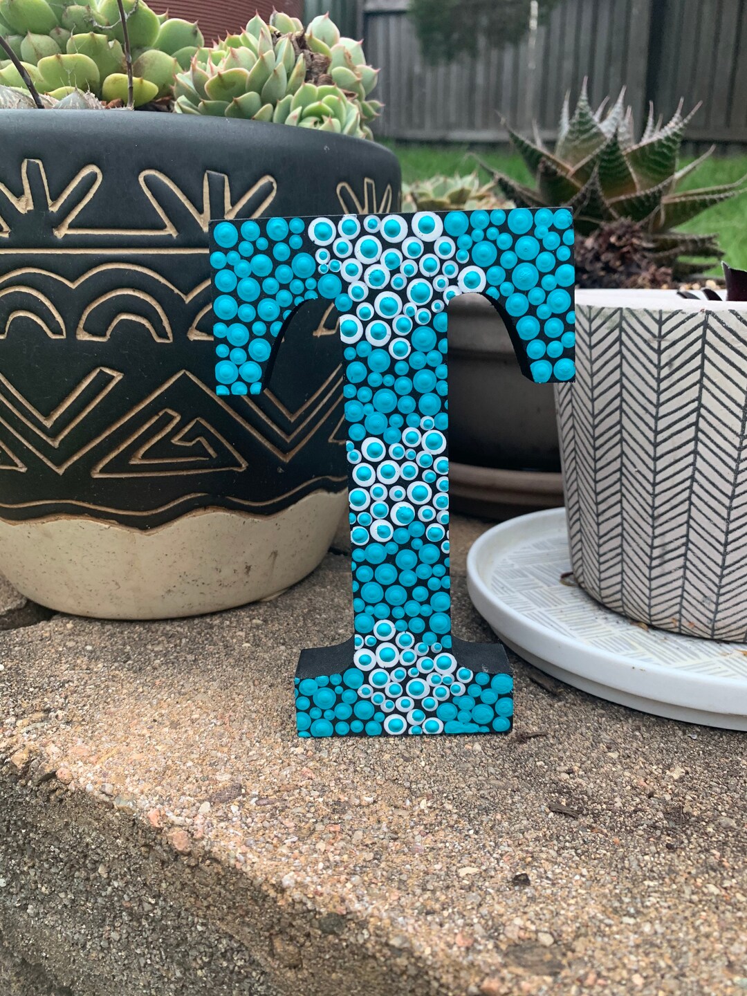 Hand Painted Wooden Letter Aboriginal Dot Work - Etsy