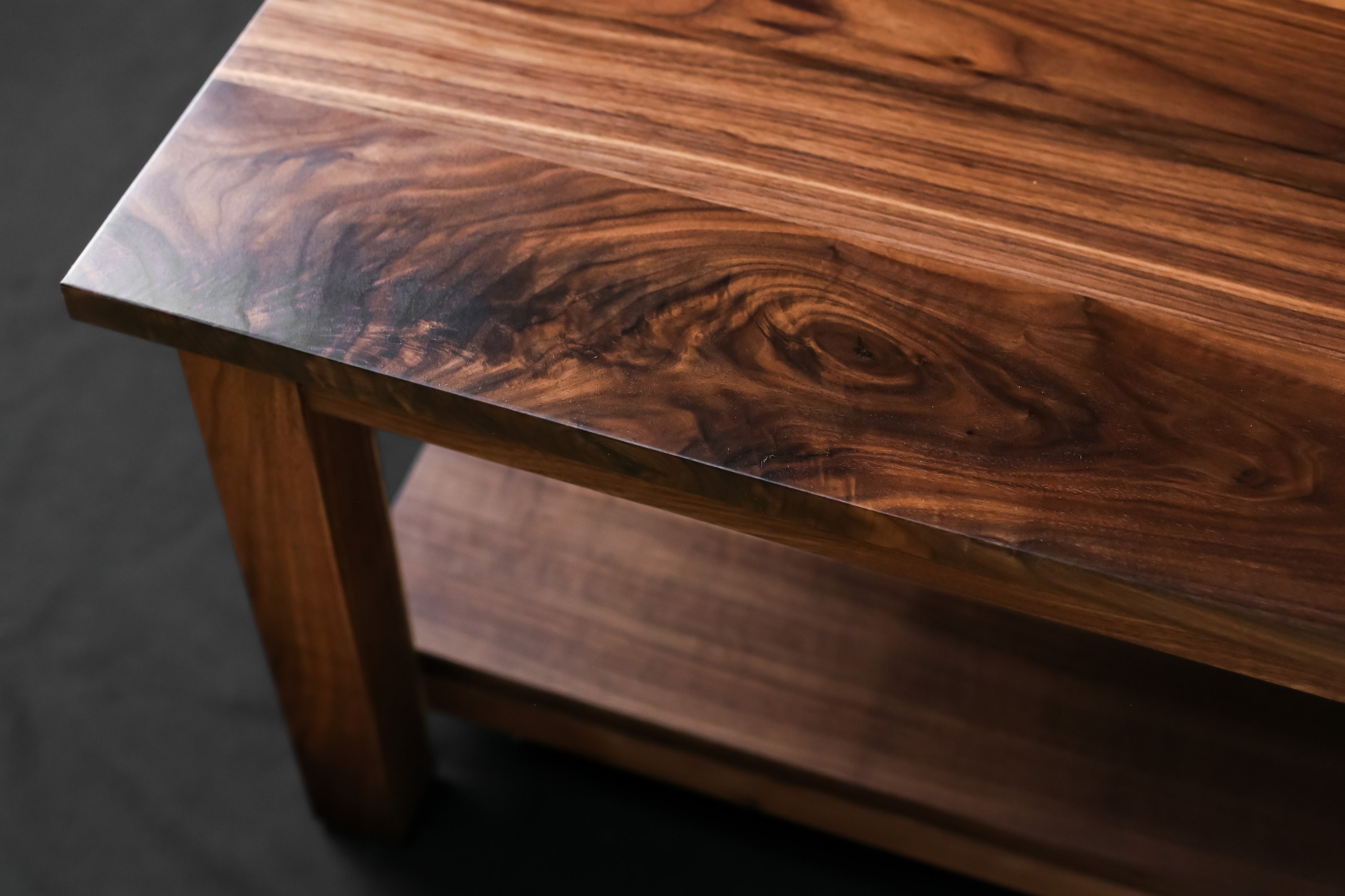 Walnut Coffee Table With Lower Shelf Storage Solid Wood Walnut, White ...