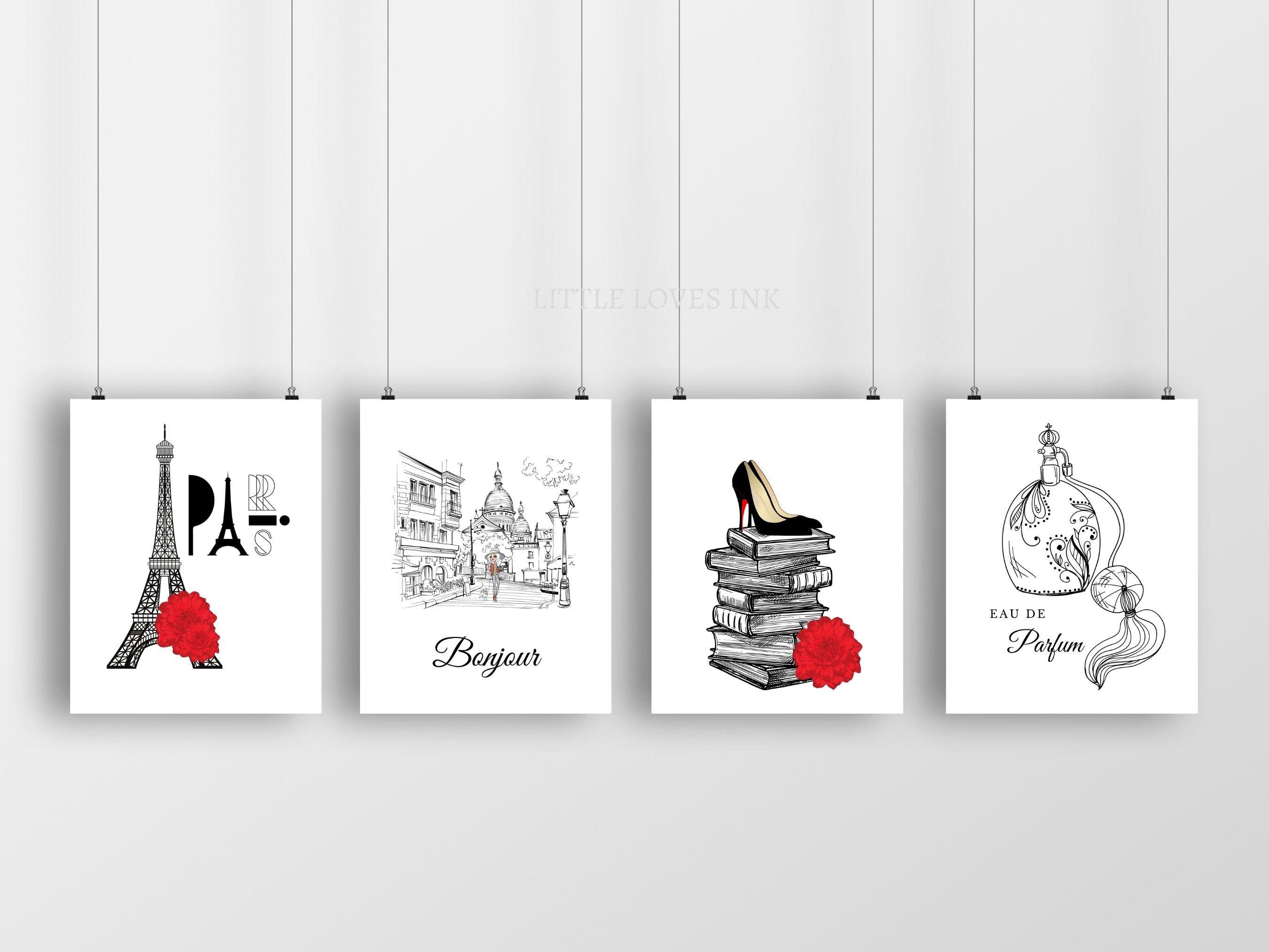 Set of 4 Paris Printable Wall Art Paris Wall Art Eiffel - Etsy