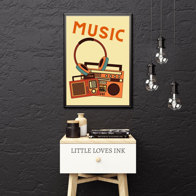 Vintage Music Wall Art, Retro Music Prints, Music Lover Gift, Music ...