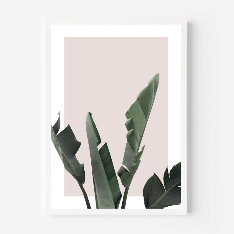 Minimalist Green Leaves Printable, Abstract Green Leaves Wall Art ...