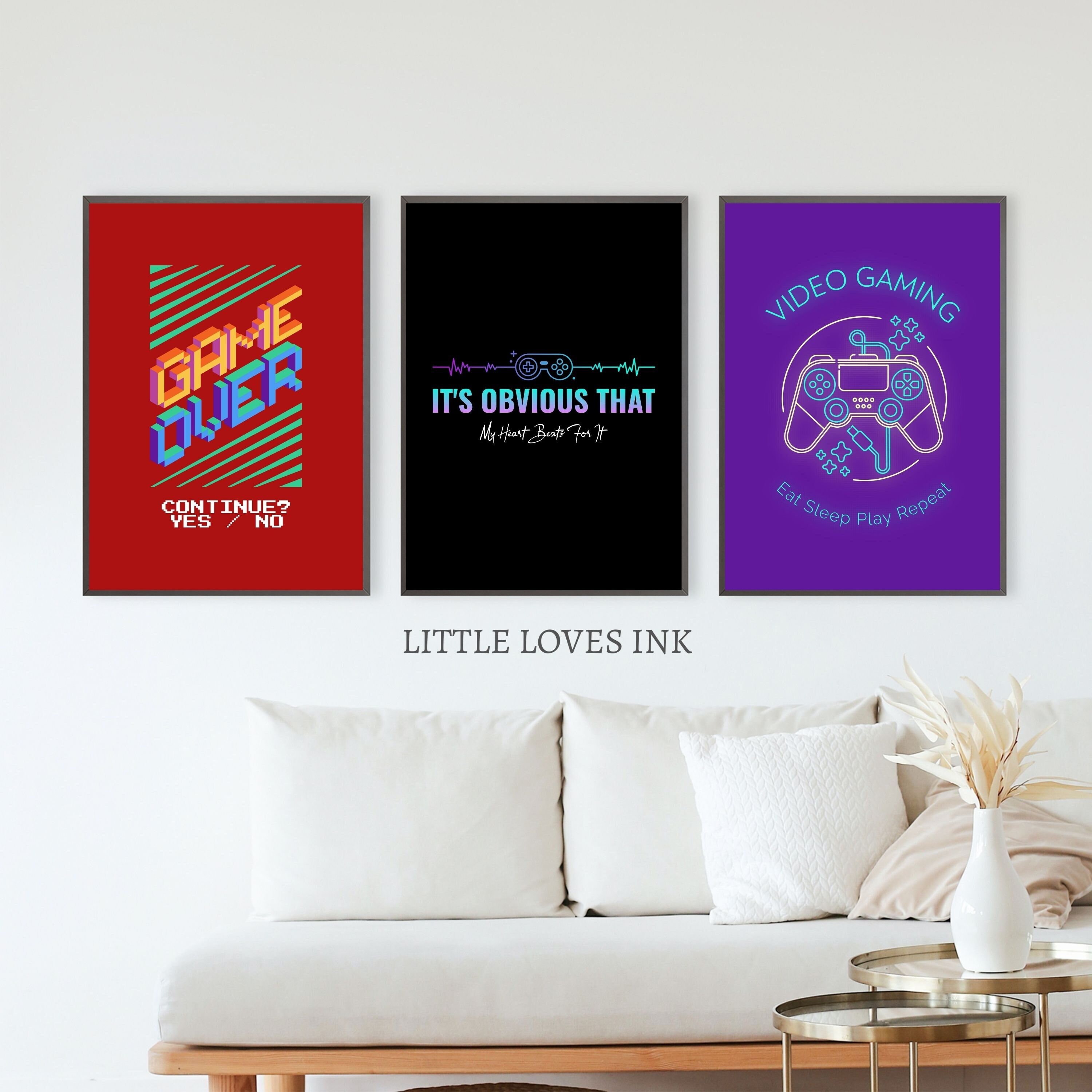 Retro Gaming Printables Set of 3, Video Gaming Wall Art, Gaming Wall ...
