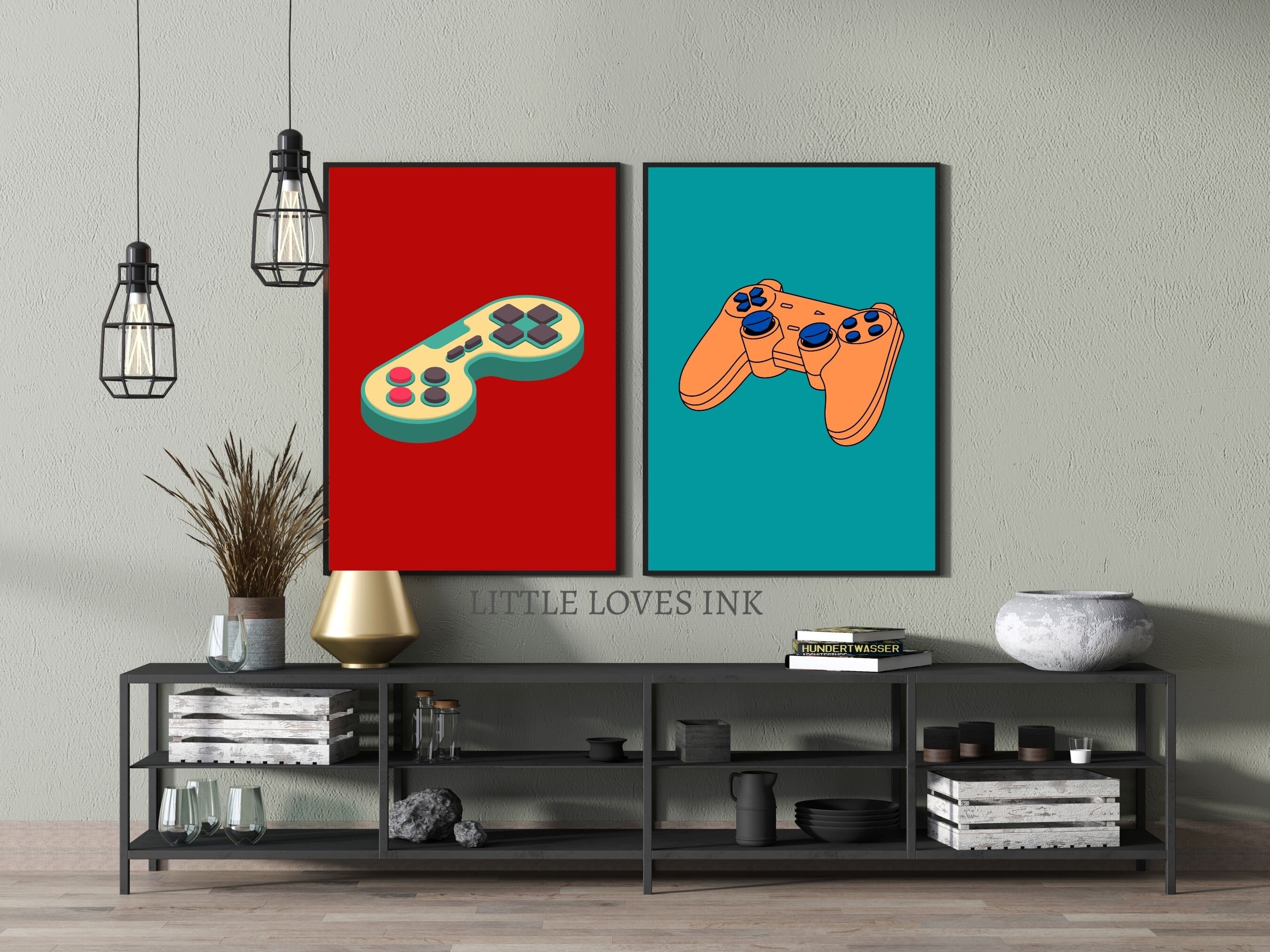 Retro Gaming Prints Set of 3, Retro Gaming Controller Wall Art, Gaming ...
