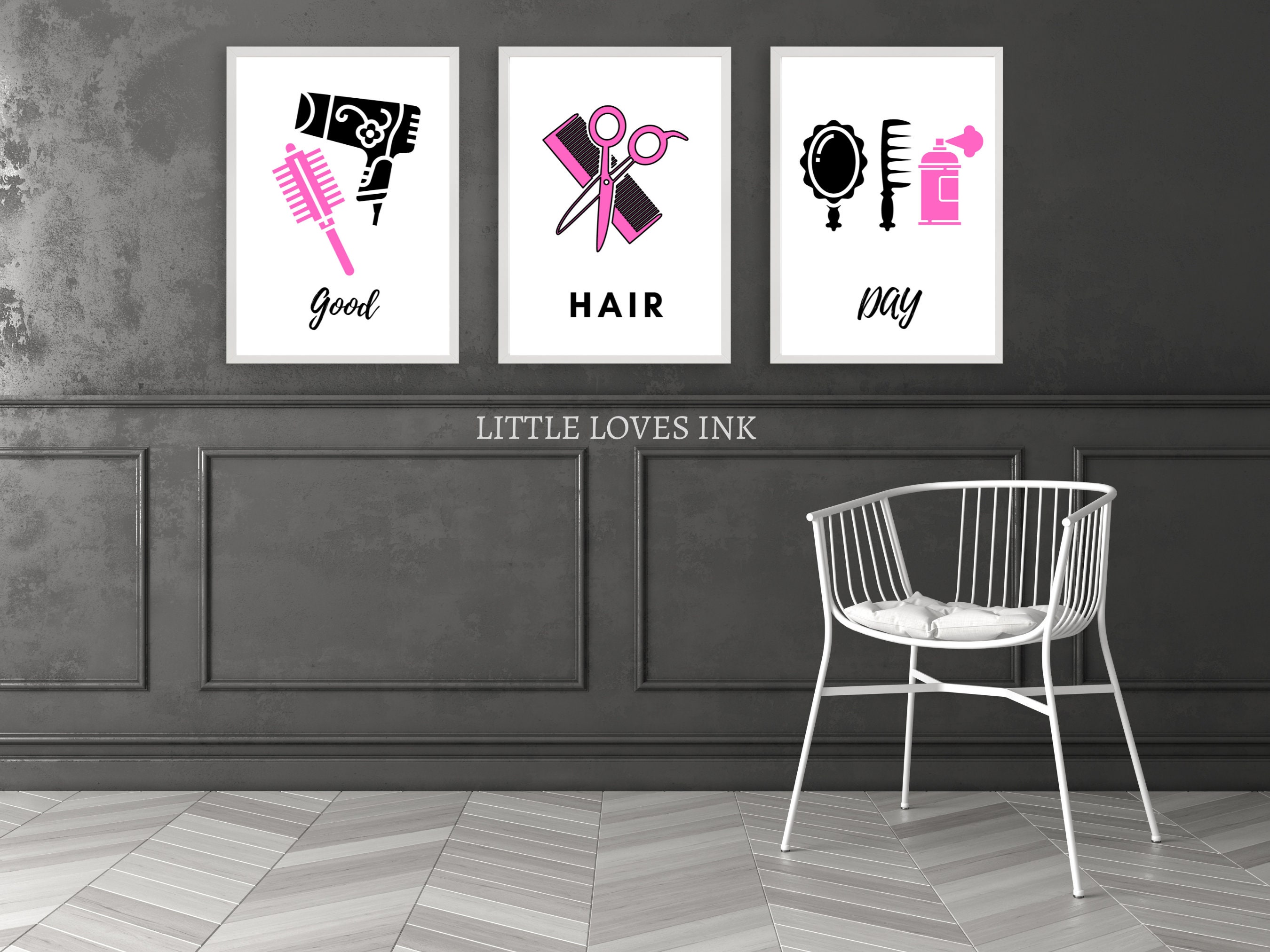Hair Salon Wall Art Set of 3, Hair Wall Art Prints, Good Hair Day Wall ...