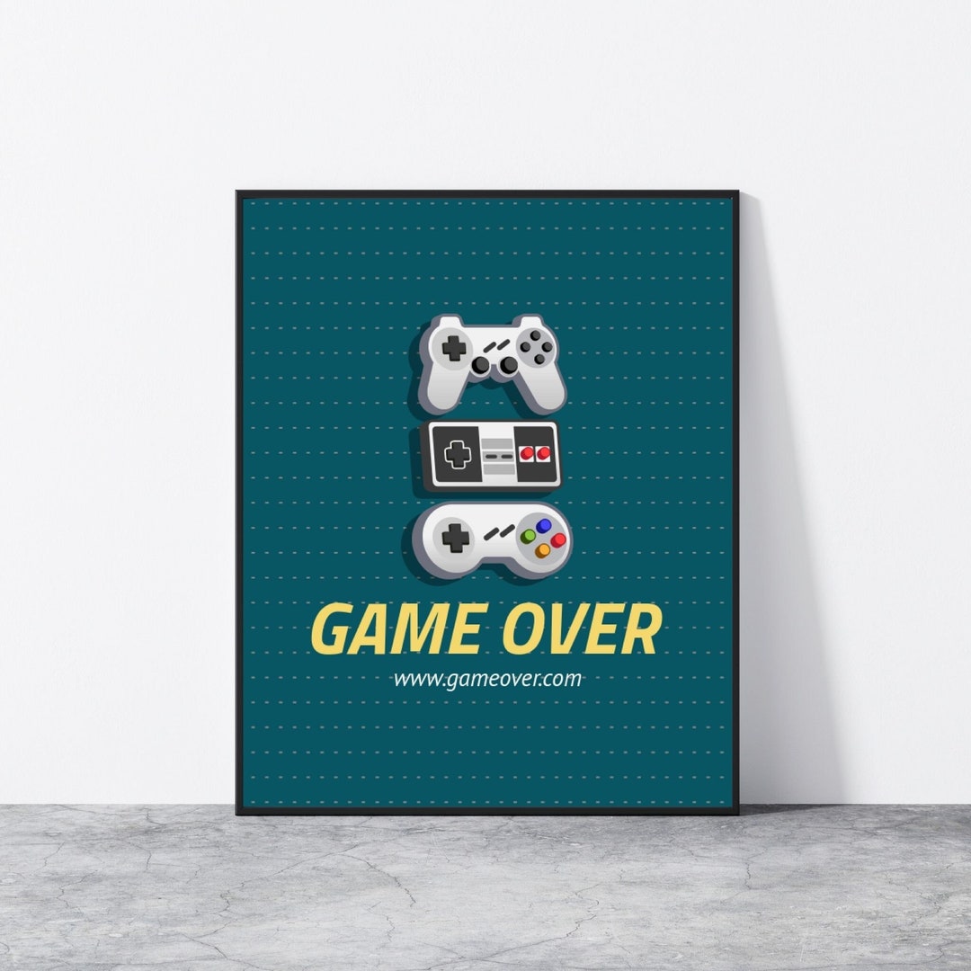 Retro Gaming Print , Retro Game Over Print, Controller Wall Art, Gaming ...