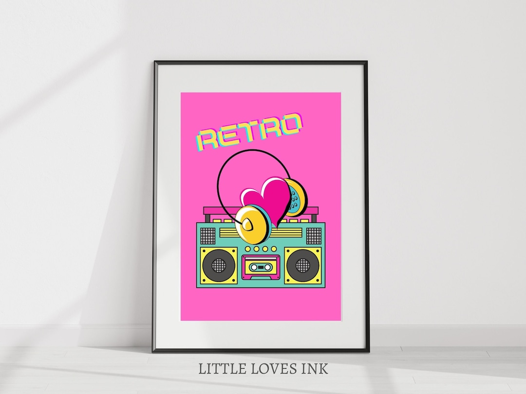 Retro Music Print, Retro Music Poster, Music Lover Gift, Music ...