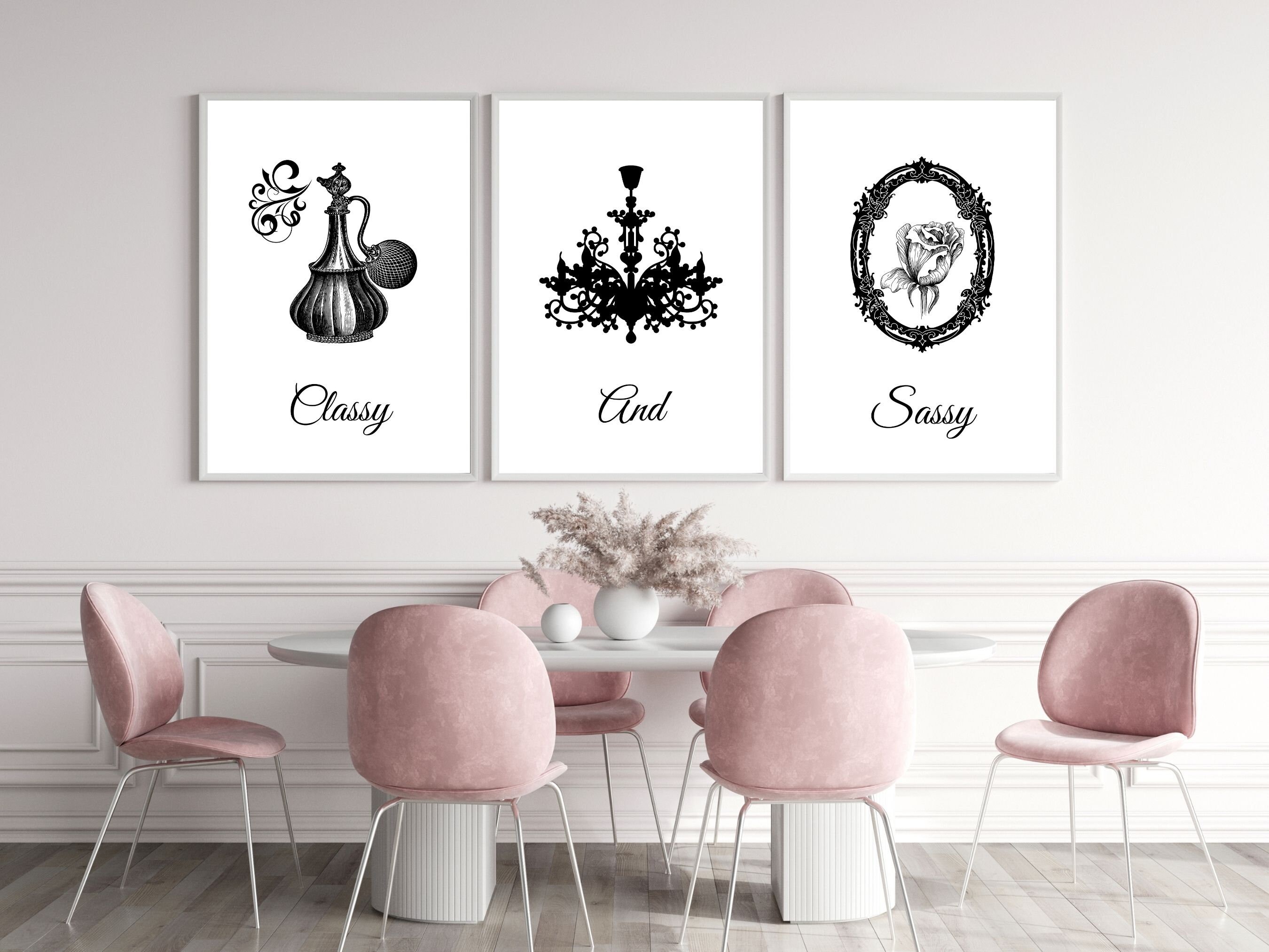 Classy and Sassy Set of 3 Black and White Modern Prints, Perfume Prints ...