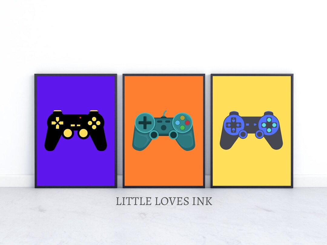 Retro Gaming Prints Set of 3, Retro Gaming Controller Wall Art, Gaming ...