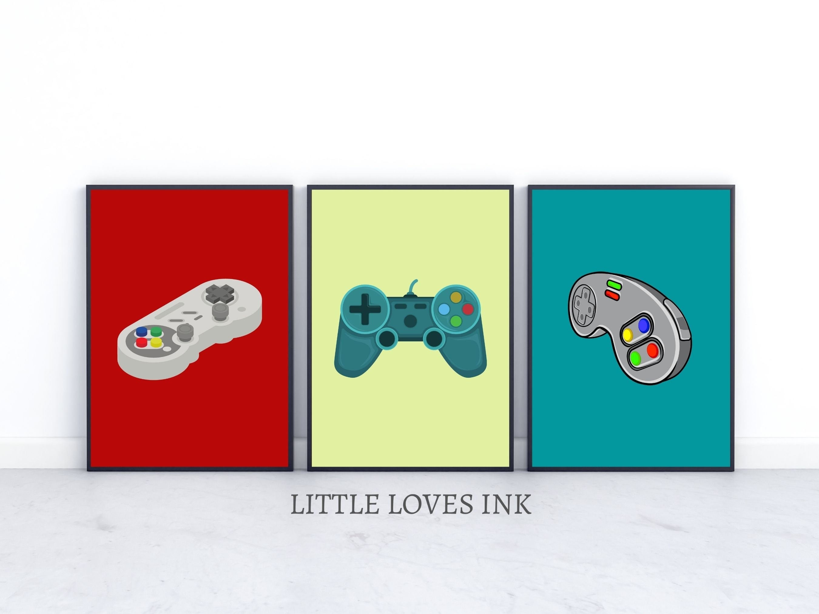Retro Gaming Prints Set of 3, Retro Gaming Controller Wall Art, Gaming ...