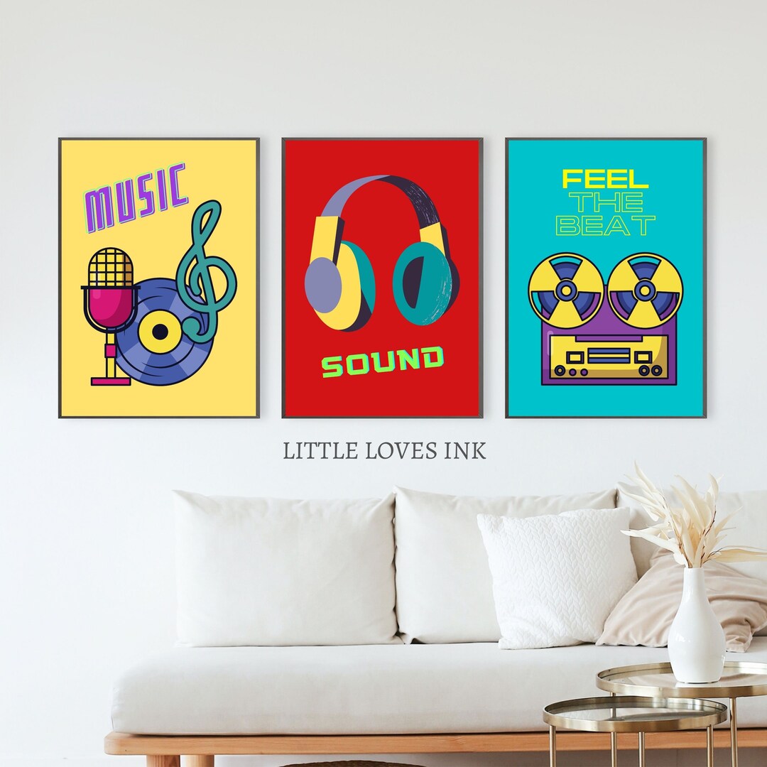 Music Wall Art Prints Set of 3, Music Wall Art Decor, Music Lovers Gift ...