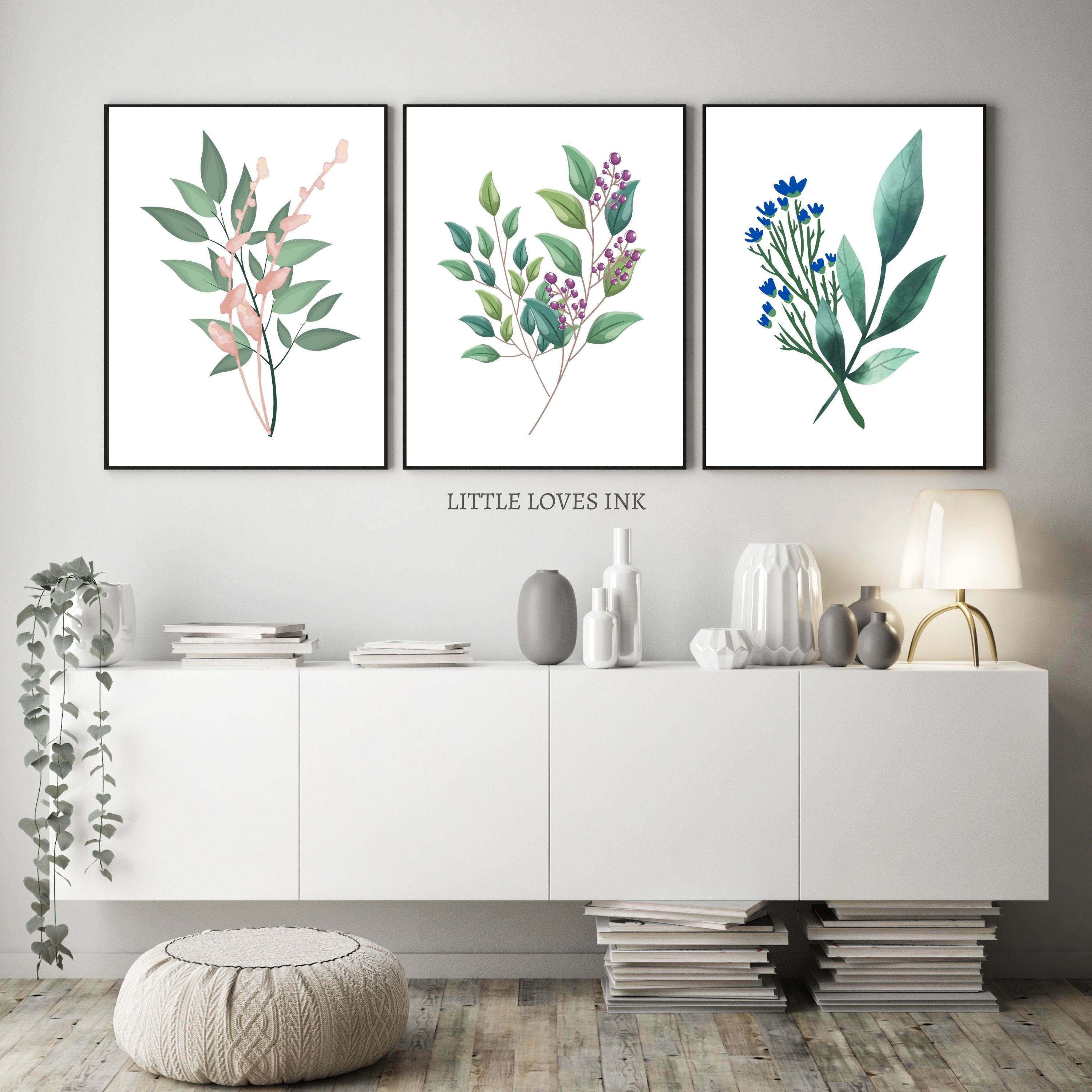 Set of 3 Prints Foliage Printable Wall Art, Foliage Wall Art, Foliage ...