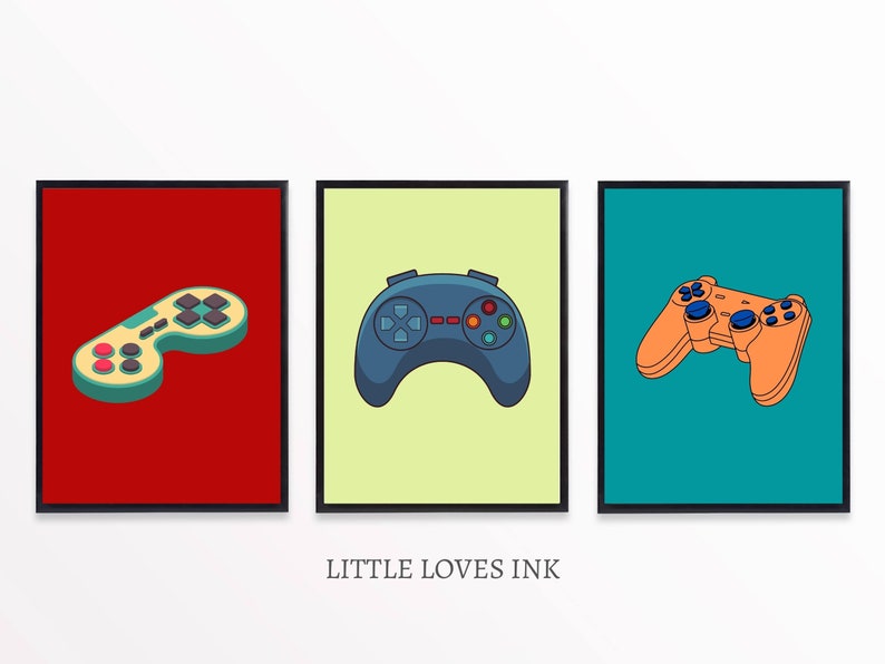 Retro Gaming Prints Set of 3 Retro Gaming Controller Wall - Etsy