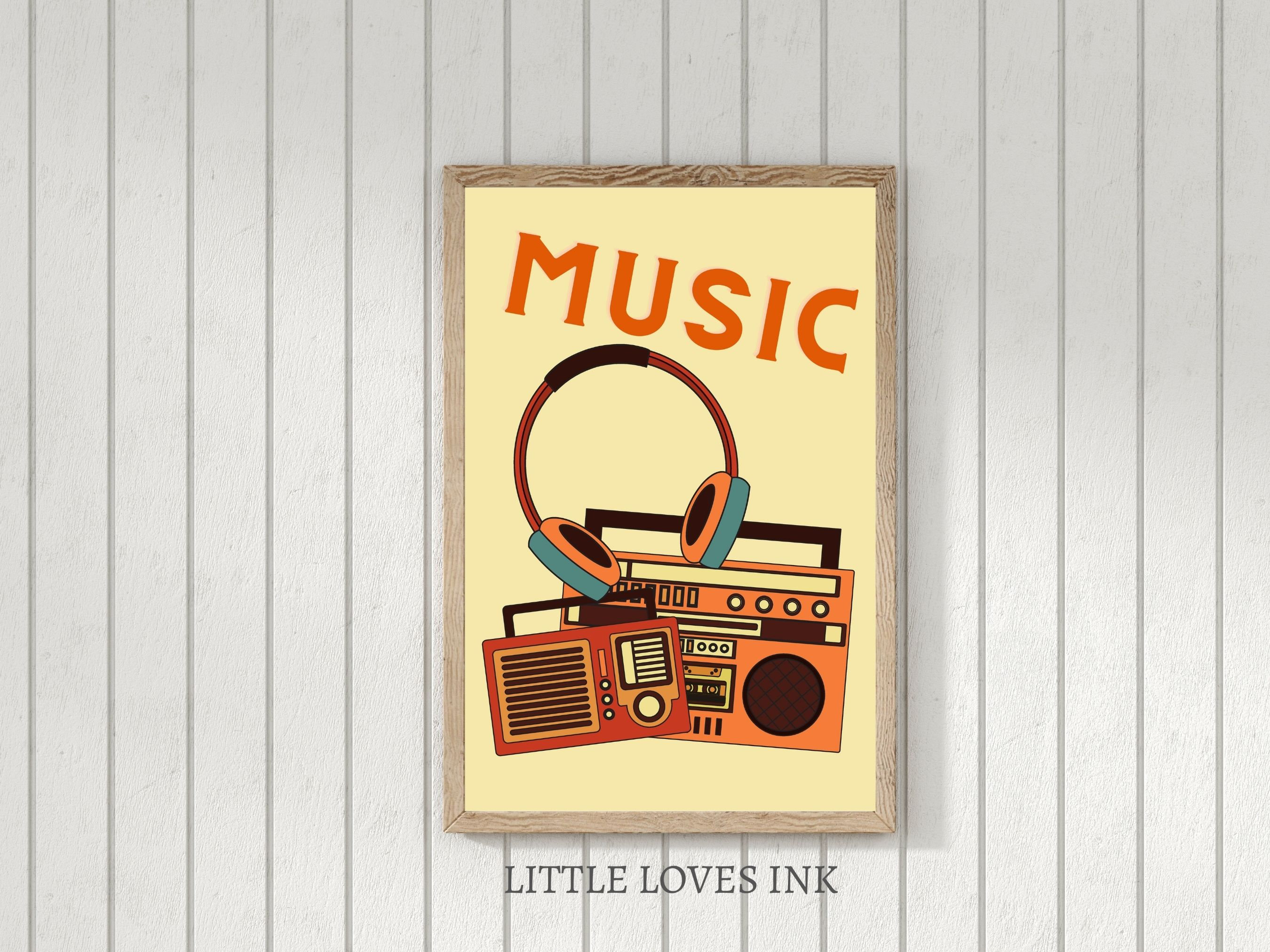 Vintage Music Wall Art, Retro Music Prints, Music Lover Gift, Music ...