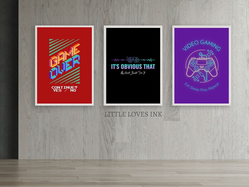 Retro Gaming Printables Set of 3 Video Gaming Wall Art | Etsy