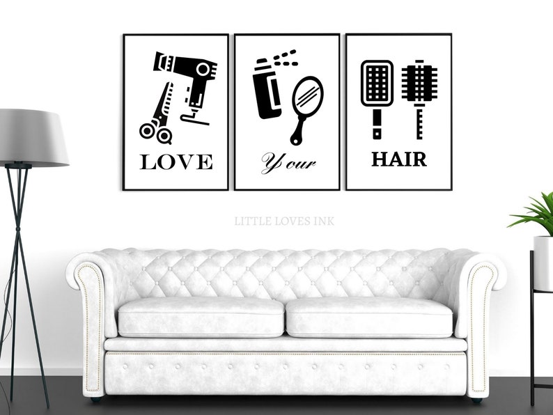 Hair Salon Decor Set of 3 Prints, Hair Salon Love Your Hair Decor, Hair ...