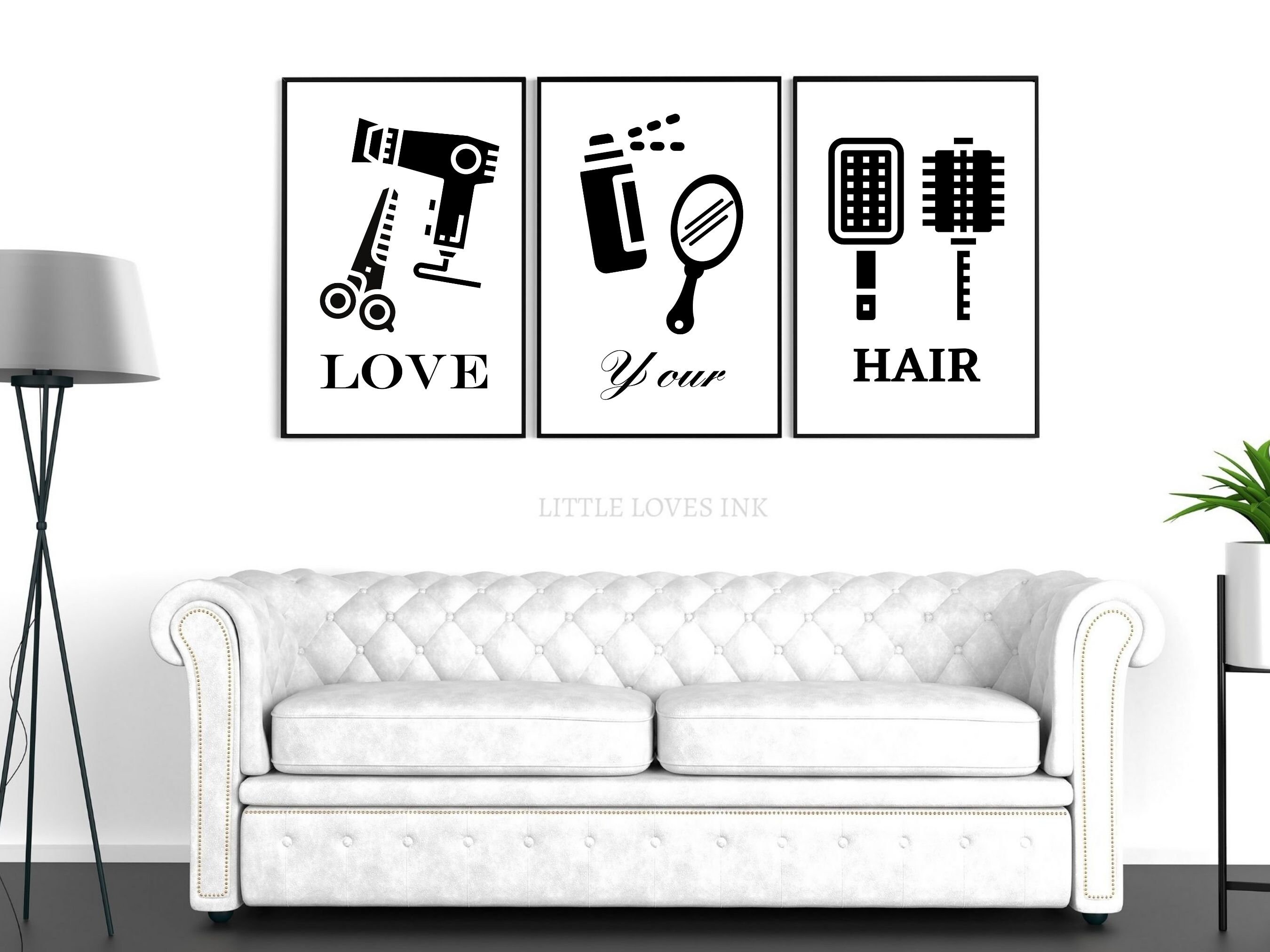 Hair Salon Decor Set of 3 Prints, Hair Salon Love Your Hair Decor, Hair ...