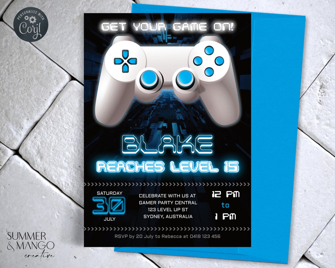 Get Your Game on Invitation, Any Age, Video Game Party, Editable ...