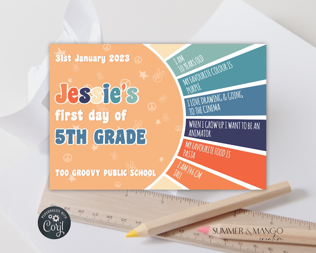 First Day of School Milestone Sign Groovy Sunshine Back to School ...