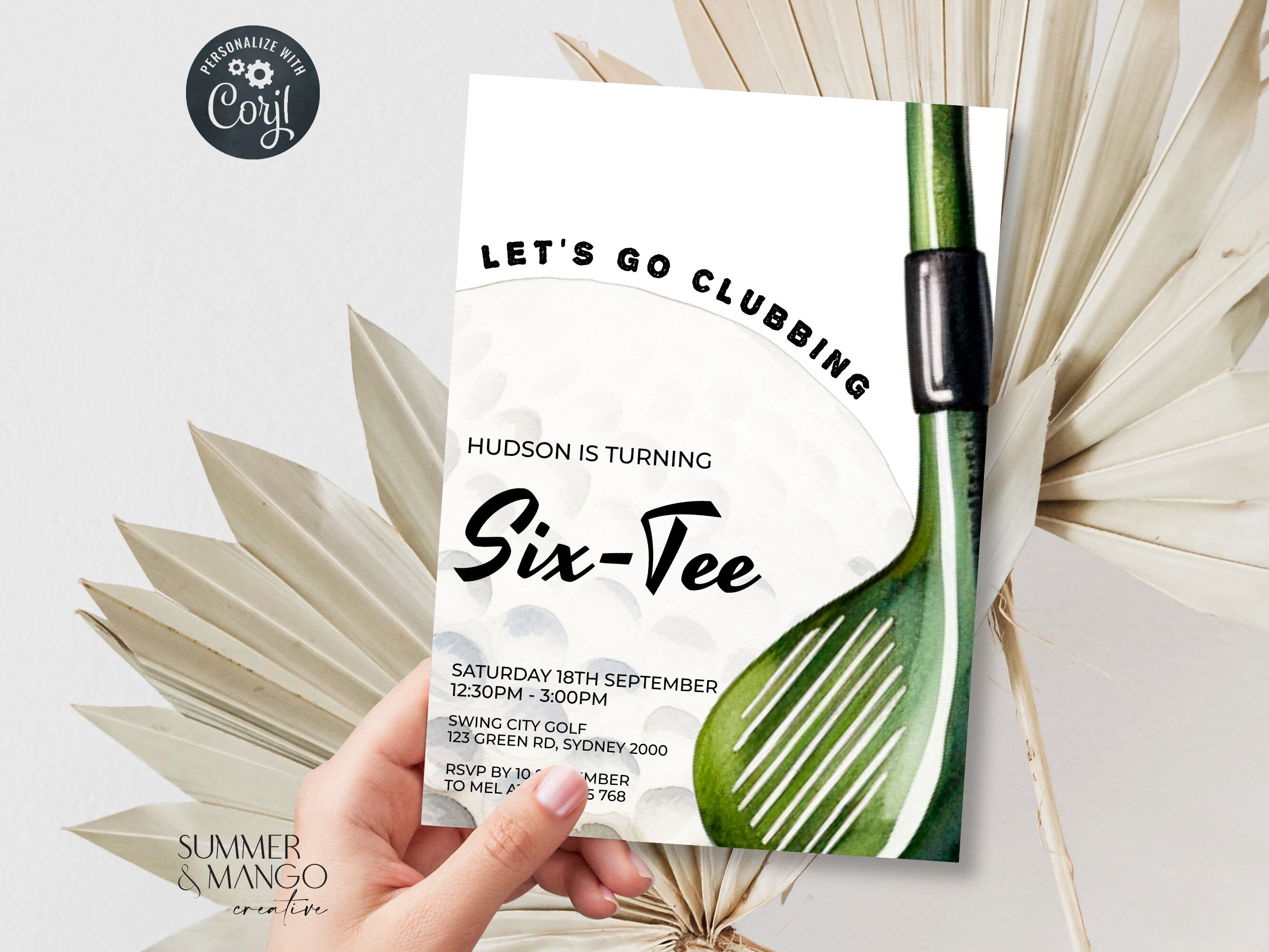 Golf Birthday Invitation Let's Go Clubbing Golf Party Invite Six-tee ...